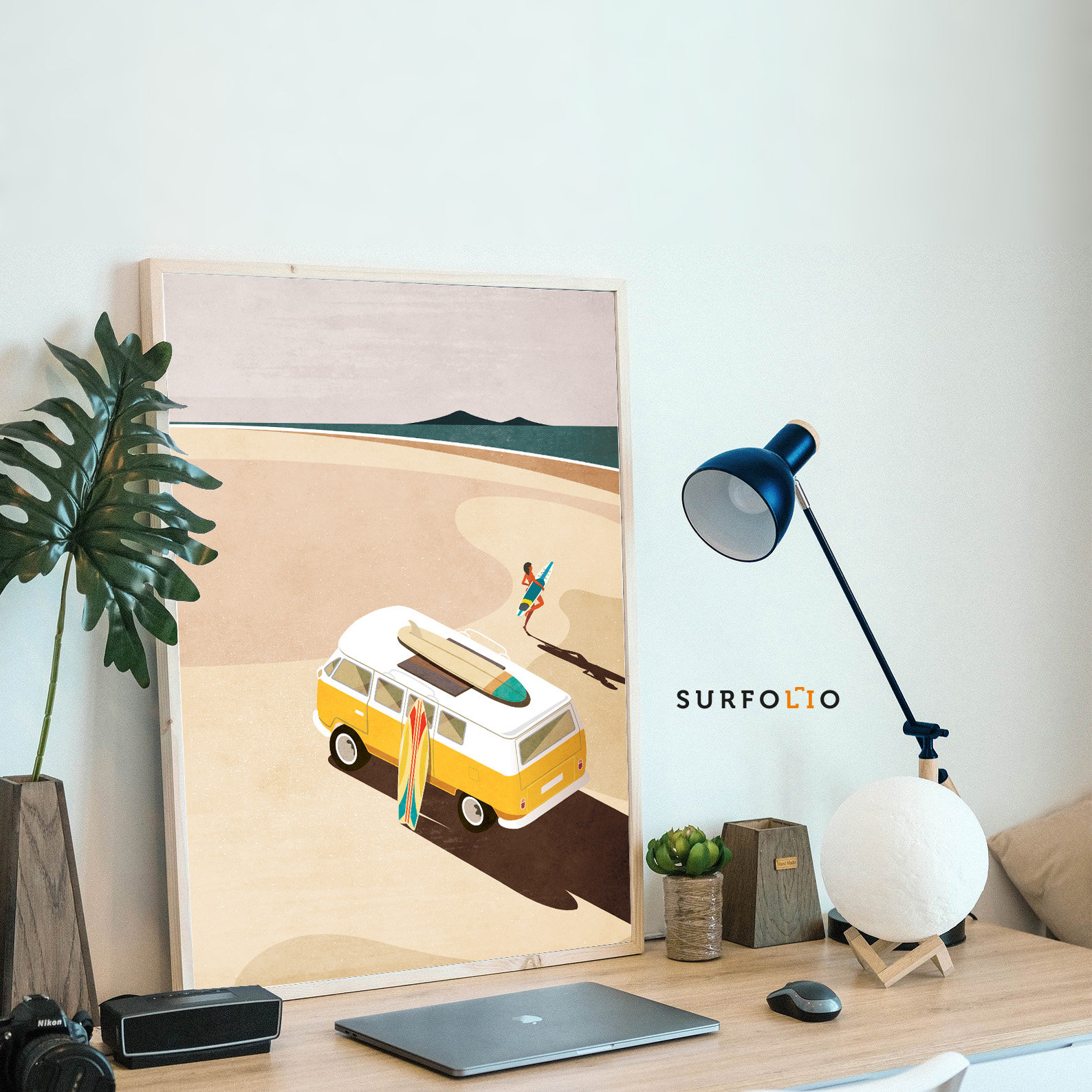 Surfboard Print Retro Surf Van Print Combi Van Surfboard - Etsy