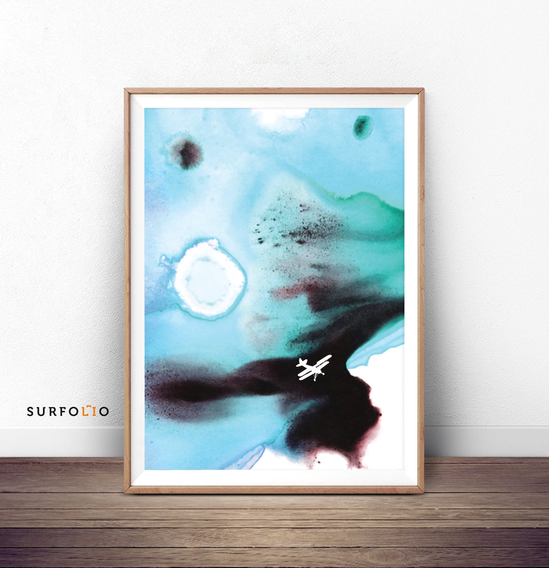 Plane Aerial Print, Sea Aerial View, Sea and Cloud Print, Aqua Seascape ...