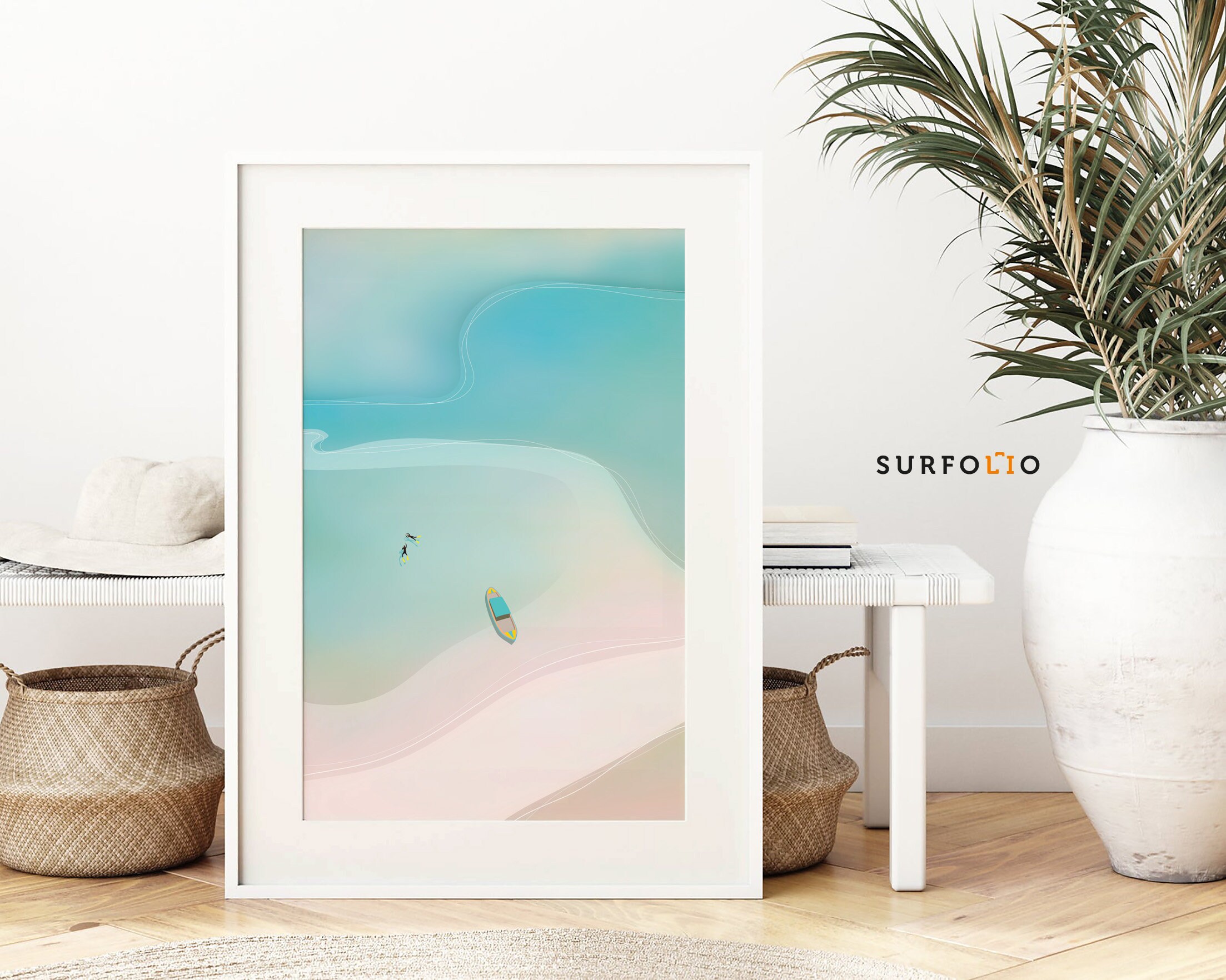 Scuba Diving Print Ocean Aerial View Snorkeling Print Beach | Etsy