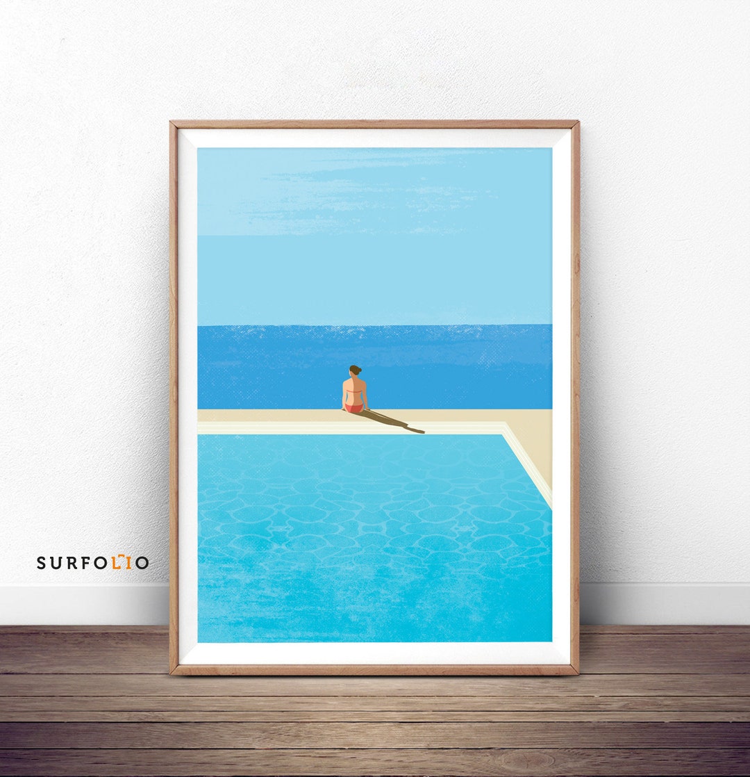 Poolside Print, Pool Seaside Prints, Minimalist Pool, Pool Illustration ...