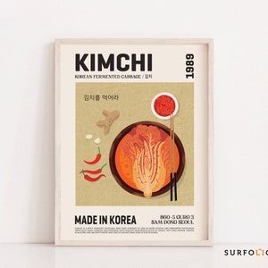 Kimchi Art, Kimchi Poster, Cuisine Art Print, Seoul Food Art, Korean ...