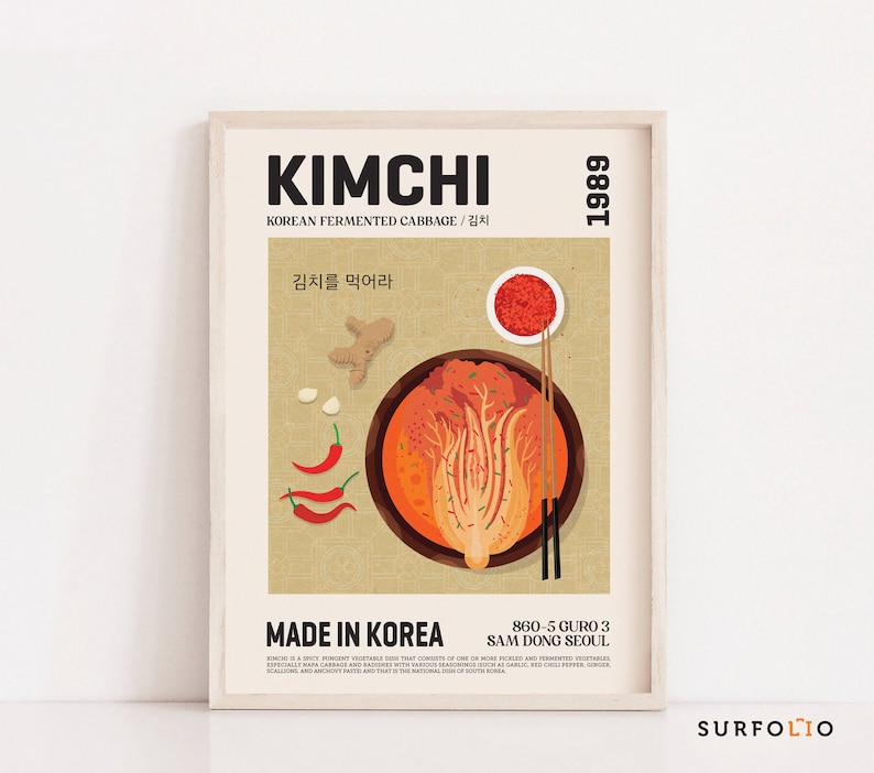 Kimchi Art Kimchi Poster Cuisine Art Print Seoul Food Art - Etsy