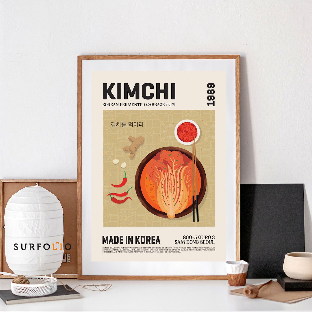 Kimchi Art, Kimchi Poster, Cuisine Art Print, Seoul Food Art, Korean ...