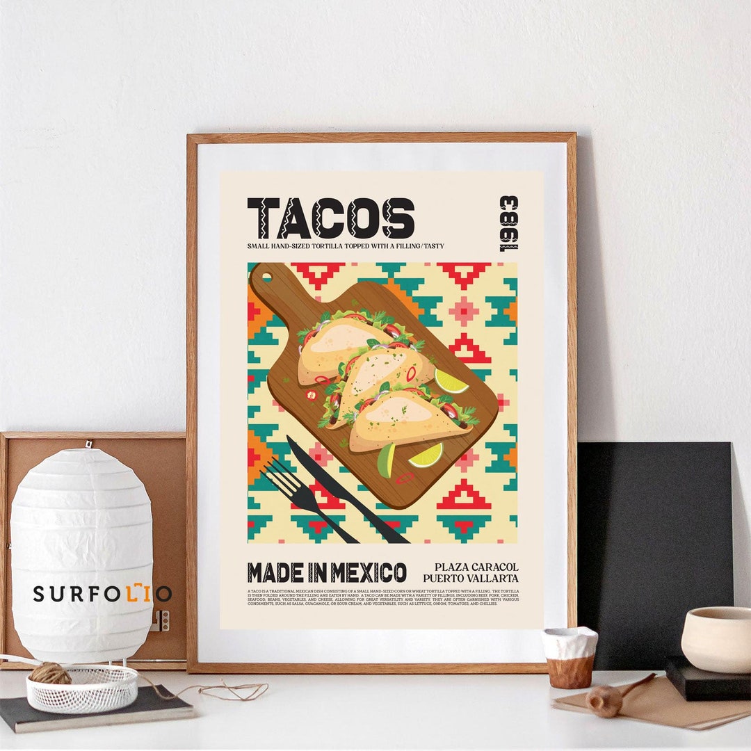 Tacos Poster, Tacos Art Print, Cuisine Art Print, Cuisine Poster ...