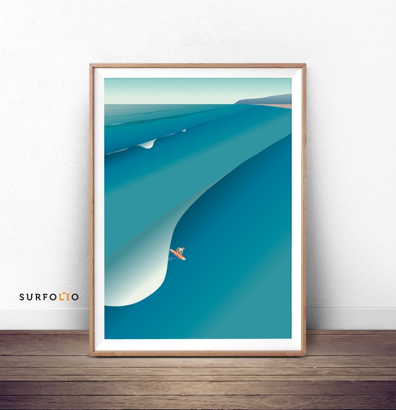 Morning Beach Print Surfing Poster Surf Aerial View Surf Art Decor ...