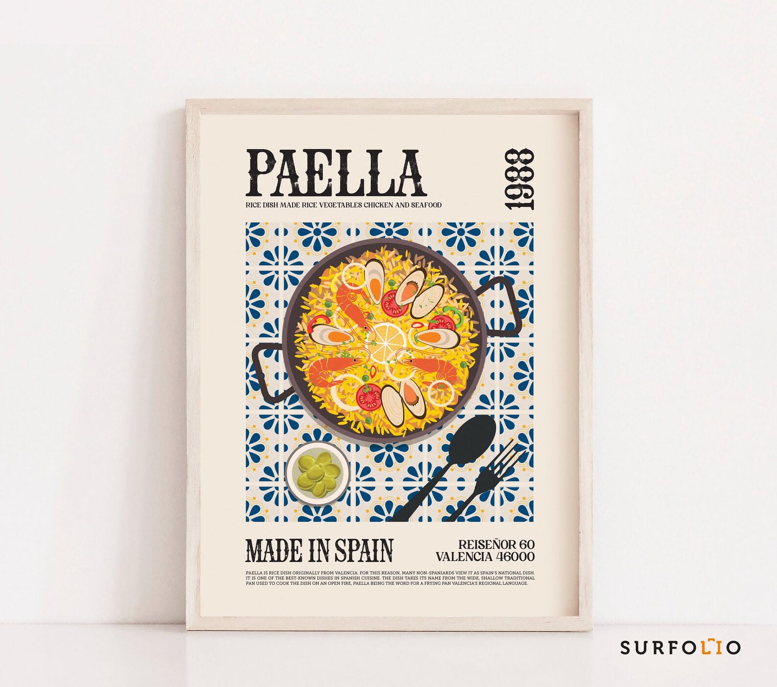 Paella Art Print, Paella Poster, Paella Food Art, Spain Cuisine, Spain ...