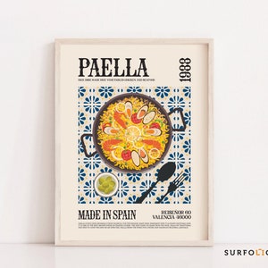 Paella Art Print, Paella Poster, Paella Food Art, Spain Cuisine, Spain ...