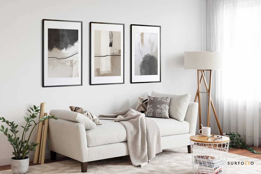 Beige Grey Poster, Gray Abstract Poster, Minimalist Earth Tone, Pastel ...