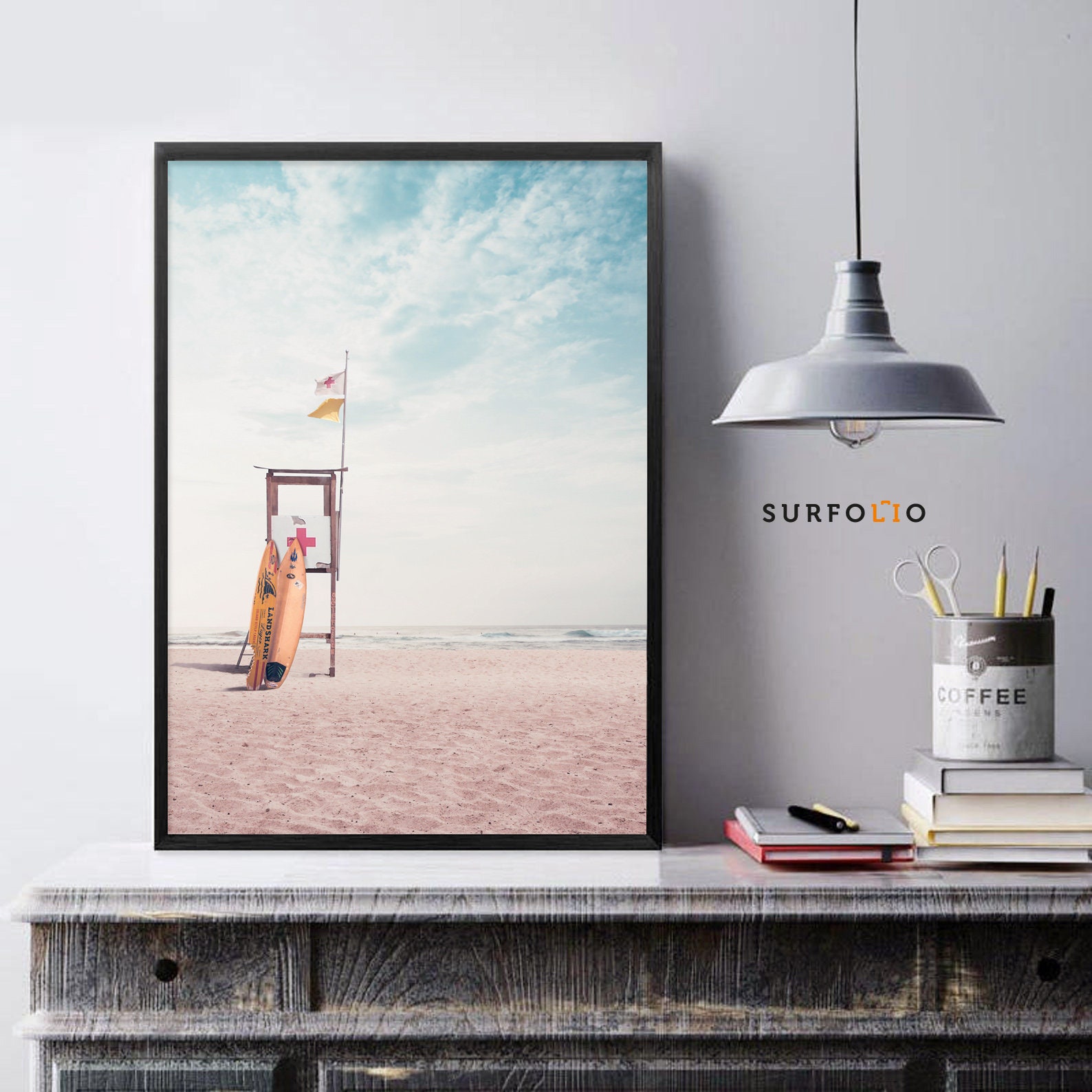 Yellow Surfboard Print Beach Art Decor Printable Poster Dorm - Etsy