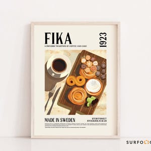 Fika Print Sweden Food Art Cakes and Coffee Chokladbollar Semla Food ...