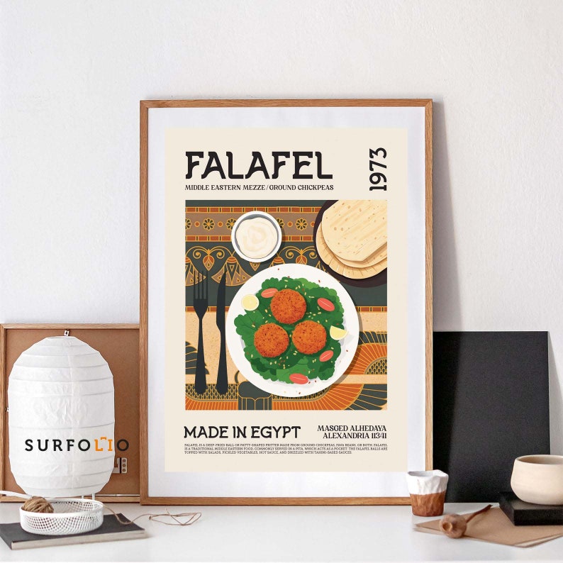 Falafel Print, Egypt Falafel, Egypt Foodie Art, Egypt Retro Art, Egypt ...