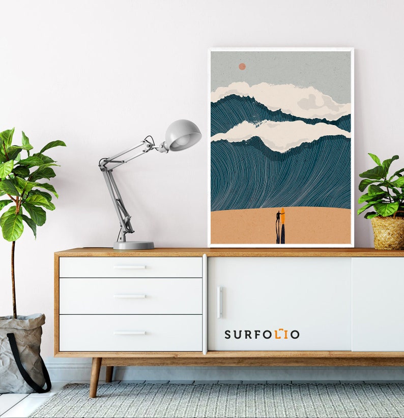 Waves Line Art Waves Line Minimal Waves Line Print Surfing - Etsy