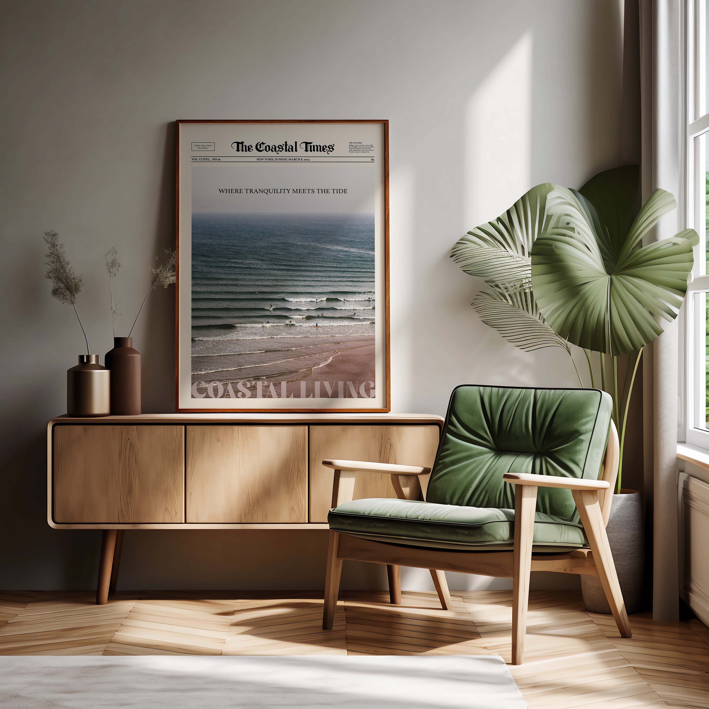 Coastal Living Print Ocean Tide Coastal Retro Newspaper Hawaii Beach ...