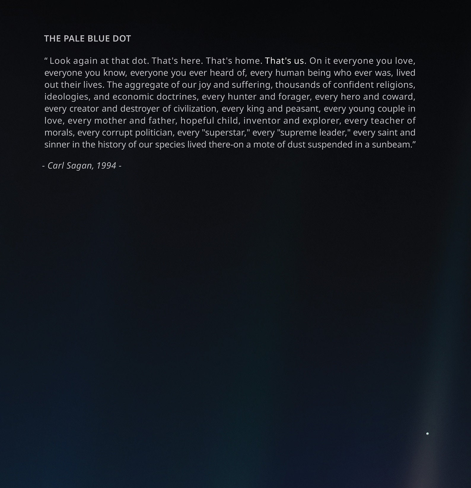 Carl Sagan Pale Blue Dot Print NASA Print Astronomy Print | Etsy
