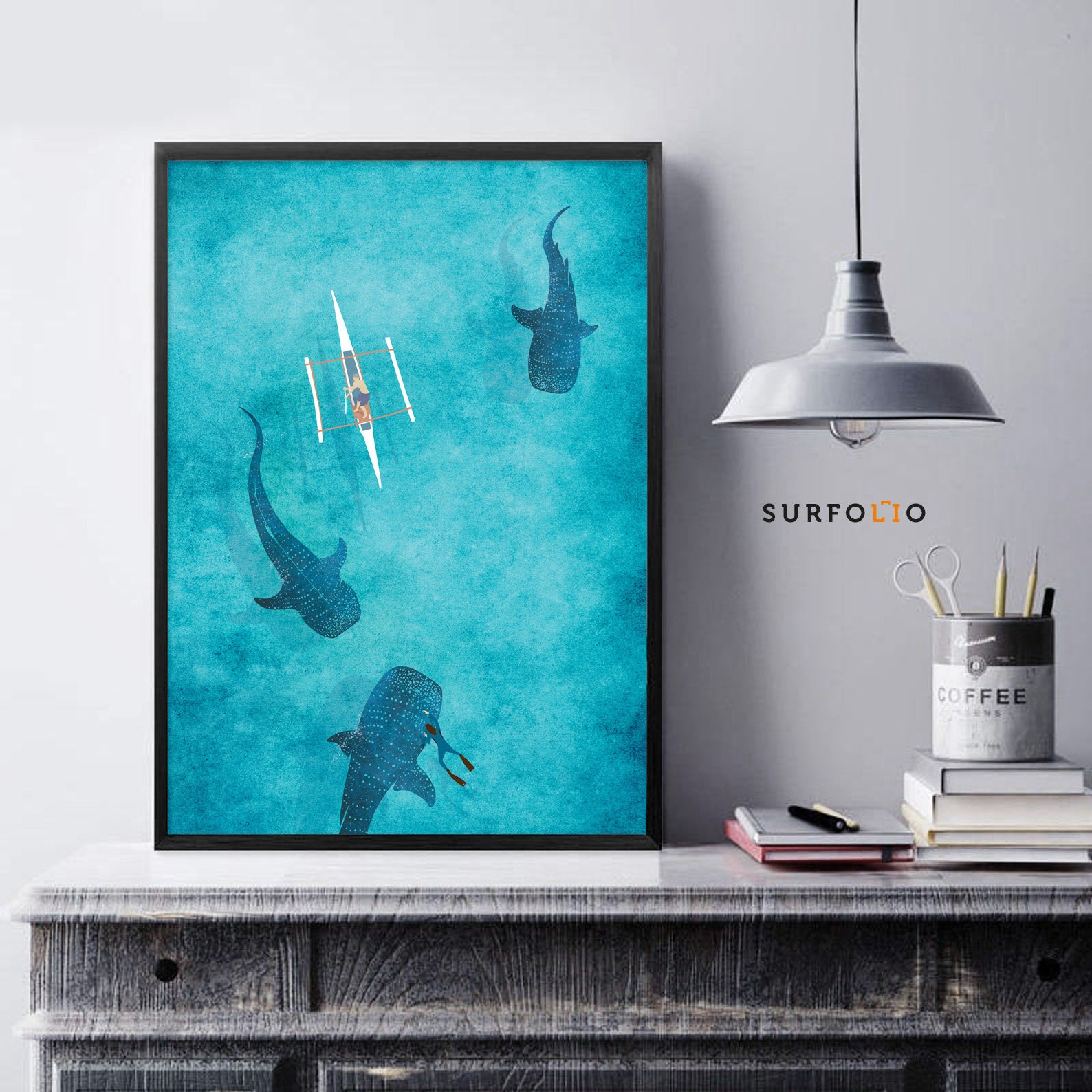 Whale Shark Print Scuba Diving Print Aqua Sea Print Aerial | Etsy