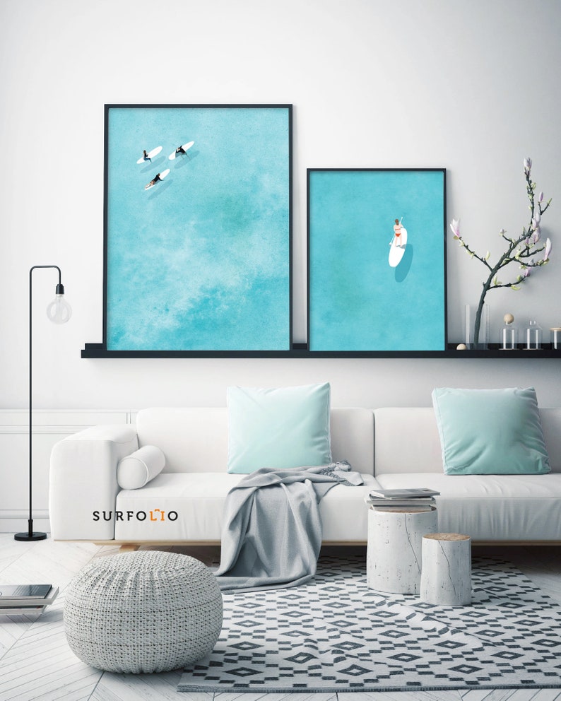 Set of 2 Prints Paddle Board Print Stand up Paddle Sup Woman | Etsy