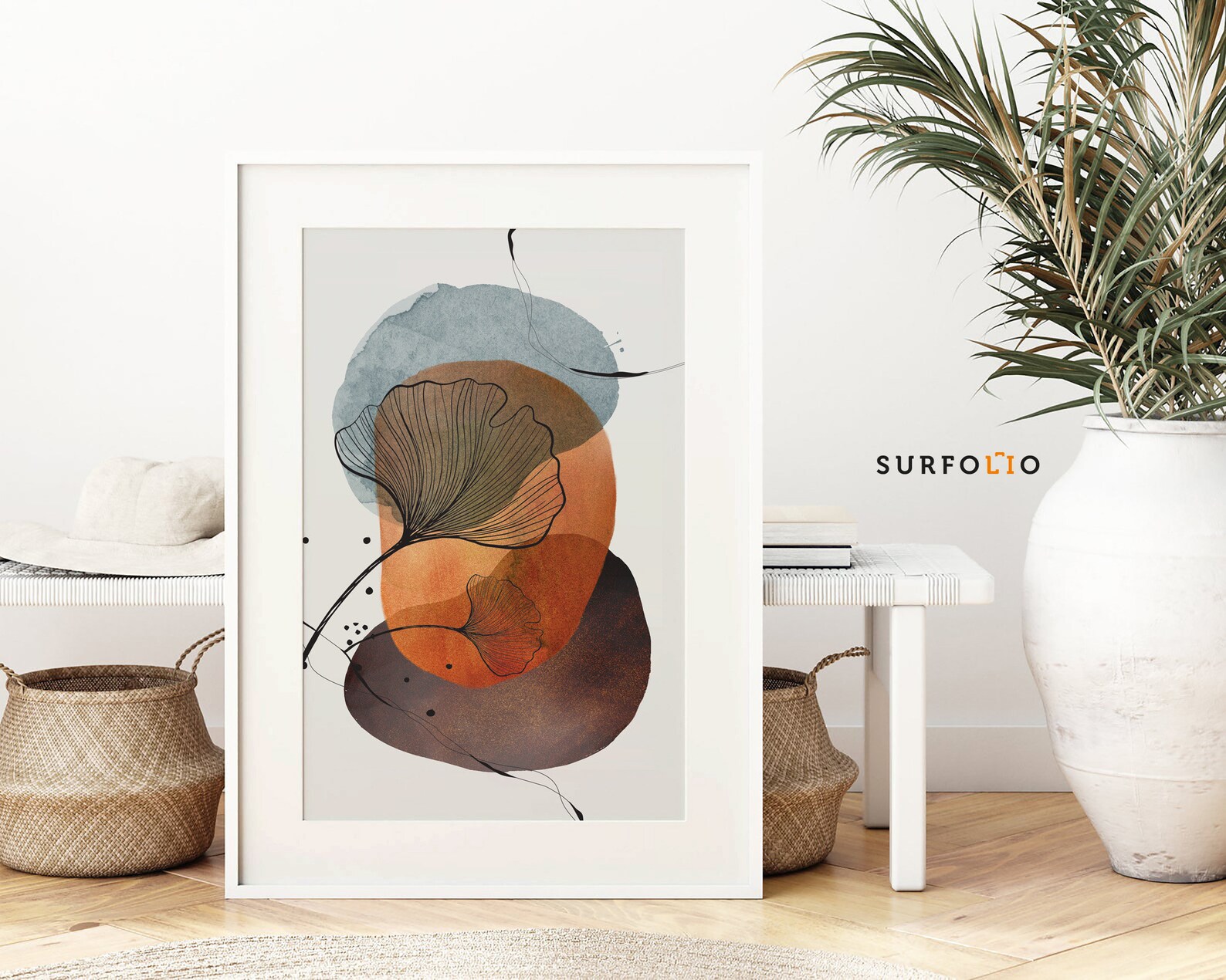 Ginko Illustration Ginko Line Art Boho Ginko Print Ginko Leaves Art ...