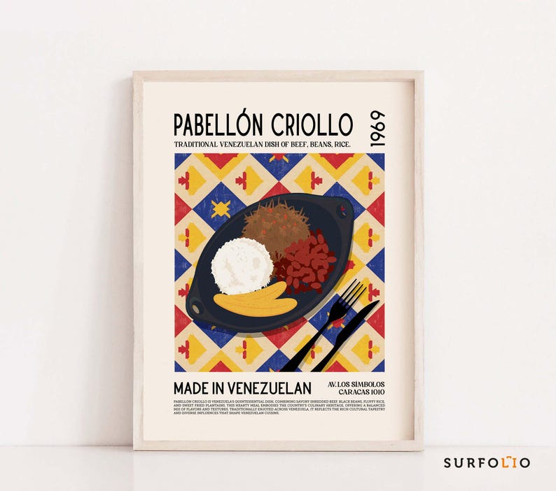 Pabellon Criollo Art Venezuela Food Venezuela Poster National Food ...