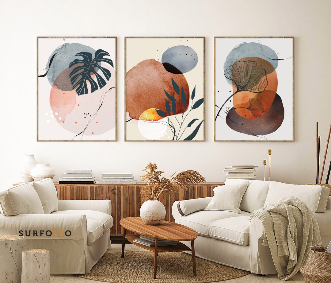 Set of 3 Neutral Botanical Wall Art, Minimalist Boho Wall Decor ...