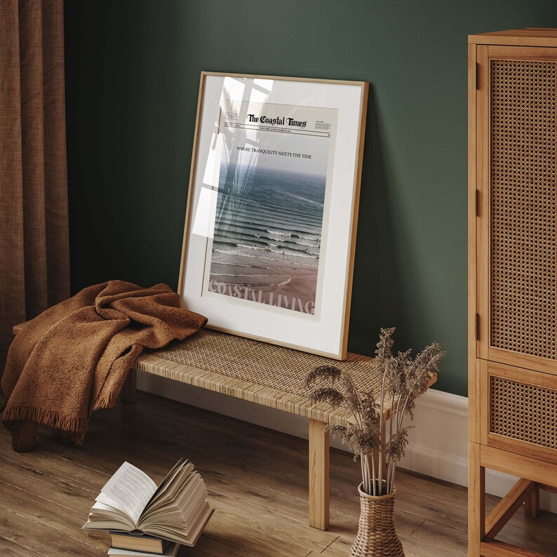 Coastal Living Print Ocean Tide Coastal Retro Newspaper Hawaii Beach ...