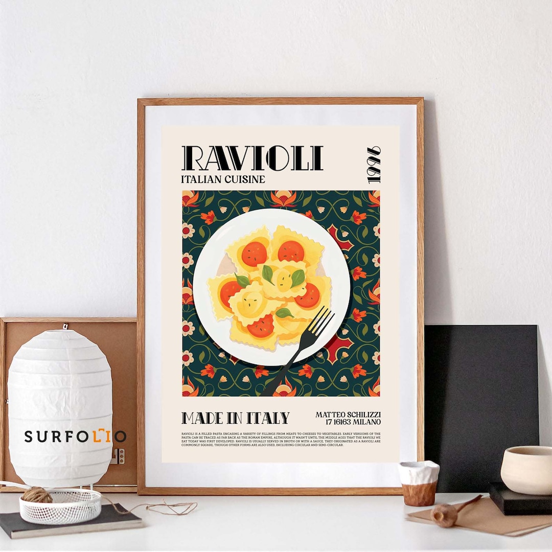 Ravioli Art Print, Italy Poster, Kitchen Art Decor, Retro Kitchen Decor ...