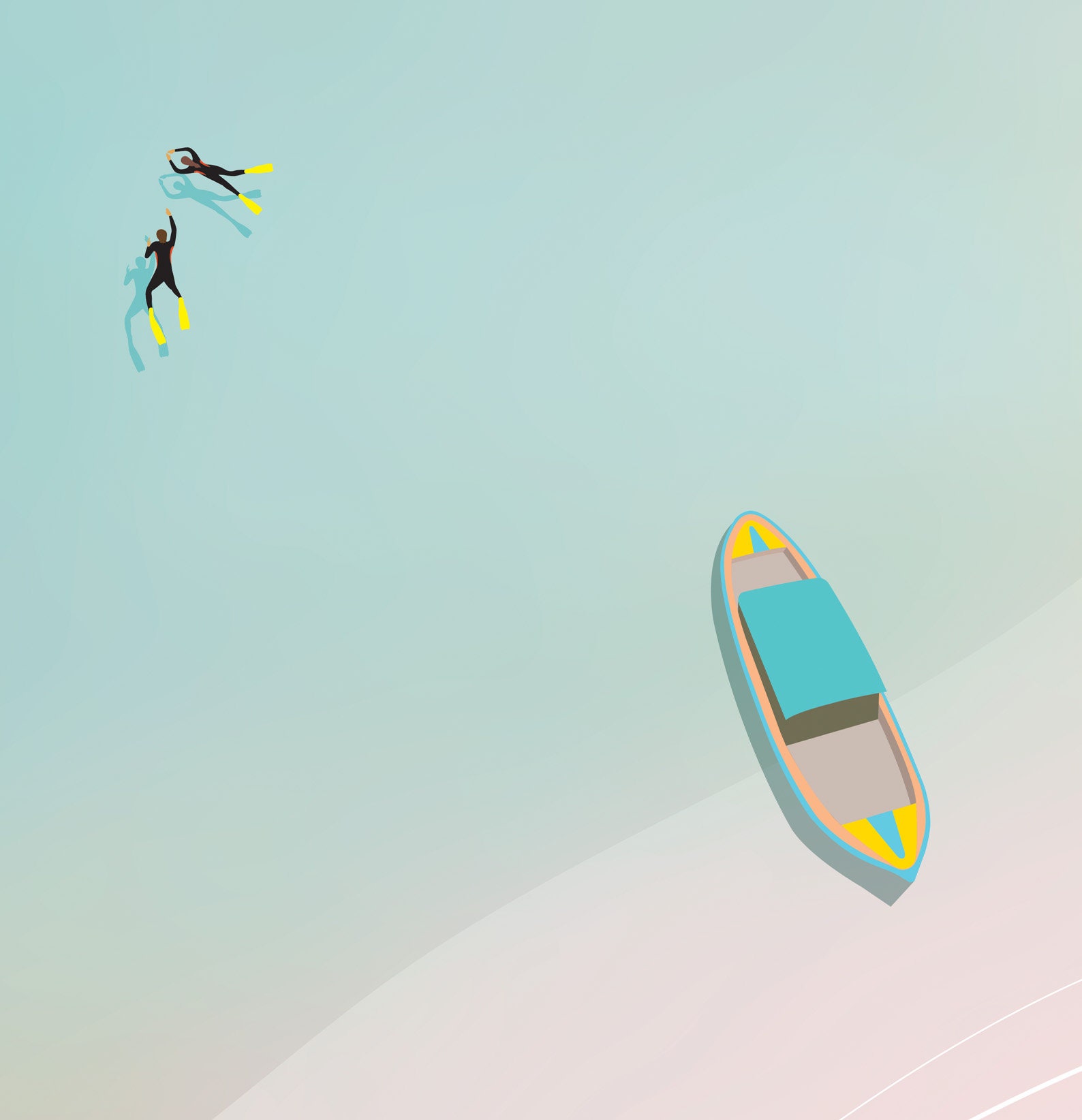 Scuba Diving Print Ocean Aerial View Snorkeling Print Beach Paradise ...