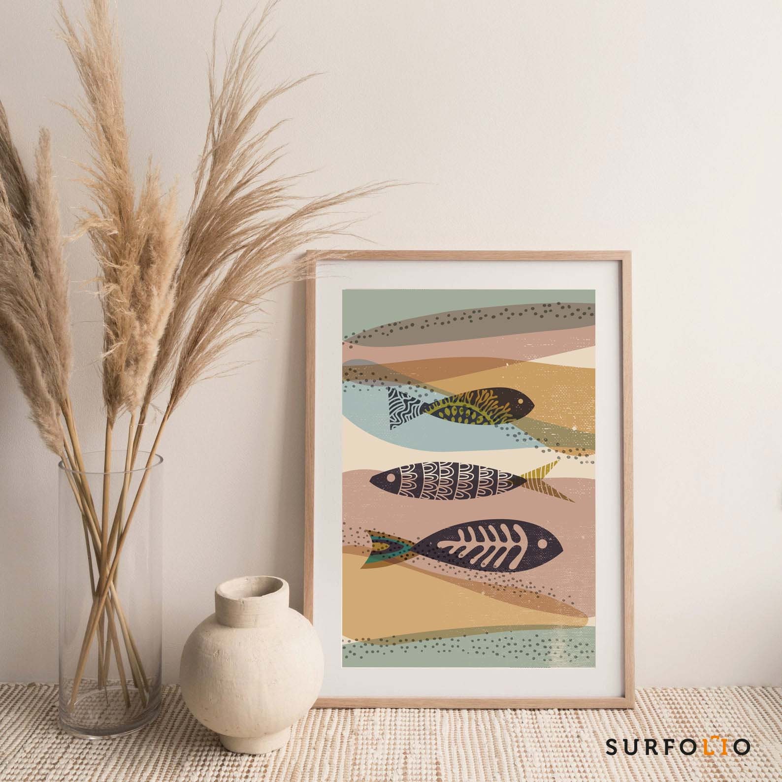 Boho Fish Print Mid Century Fish Fish Vintage Poster Fish - Etsy