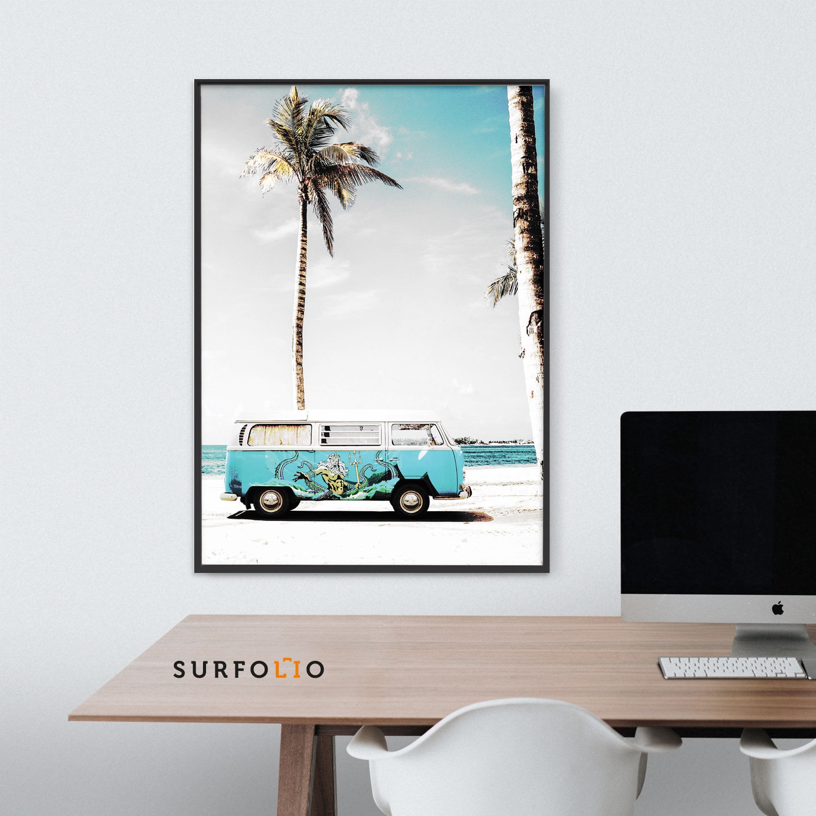 Coconut Beach Print Retro Van Print Combi Van Print Travel - Etsy