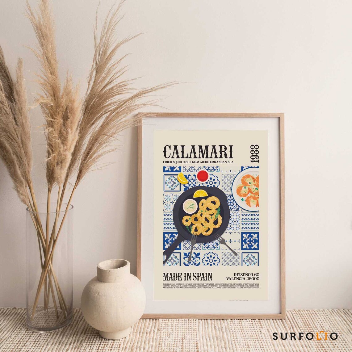 Calamari Art Print, Calamari Poster, Calamari Food Art, Spain Cuisine ...