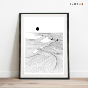 Waves Line Art, Waves Line Minimal, Waves Line Print, Surfing Waves ...