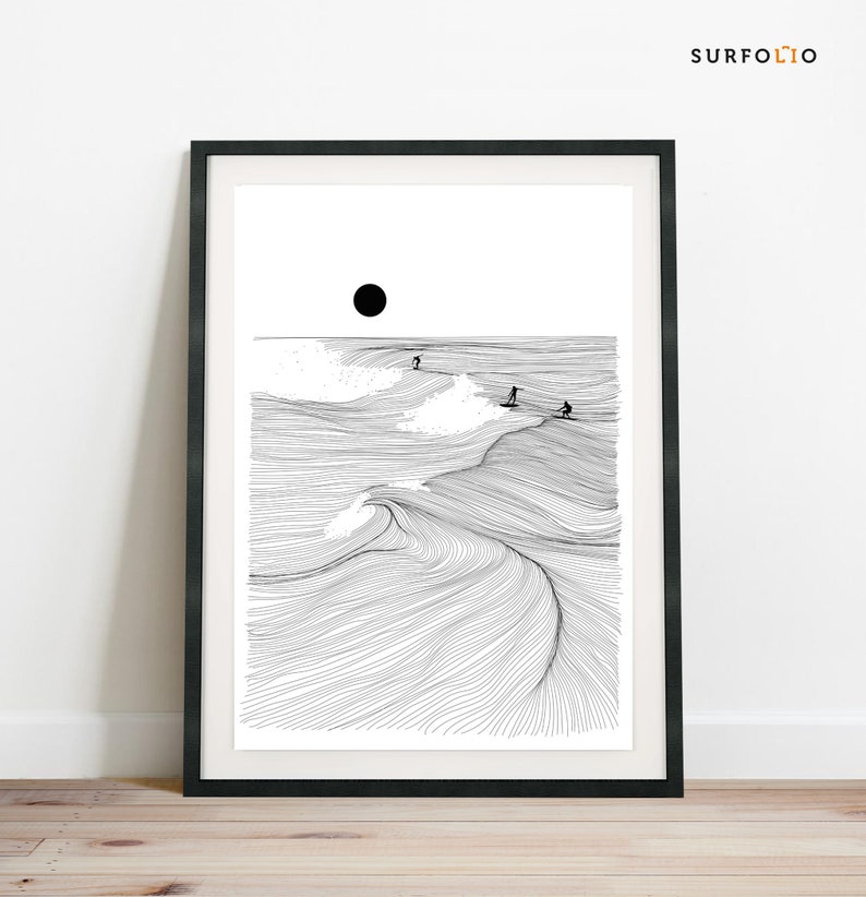 Waves Line Art Waves Line Minimal Waves Line Print Surfing - Etsy