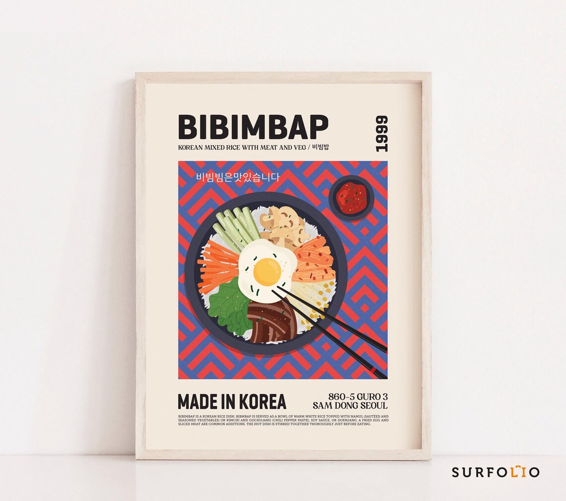 Bibimbap Art Bibimbap Poster Cuisine Art Print Seoul Food - Etsy