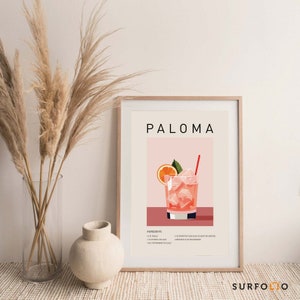Paloma Poster Cocktail Wall Art Paloma Print Classic Cocktails Paloma ...