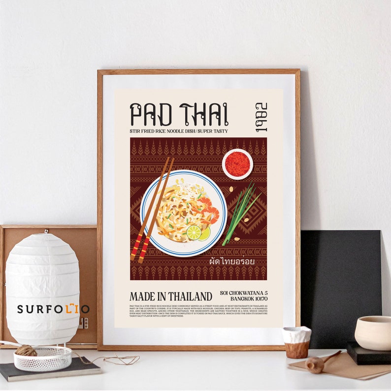 Pad Thai Print Pad Thai Poster Food Print Thai Art Decor - Etsy