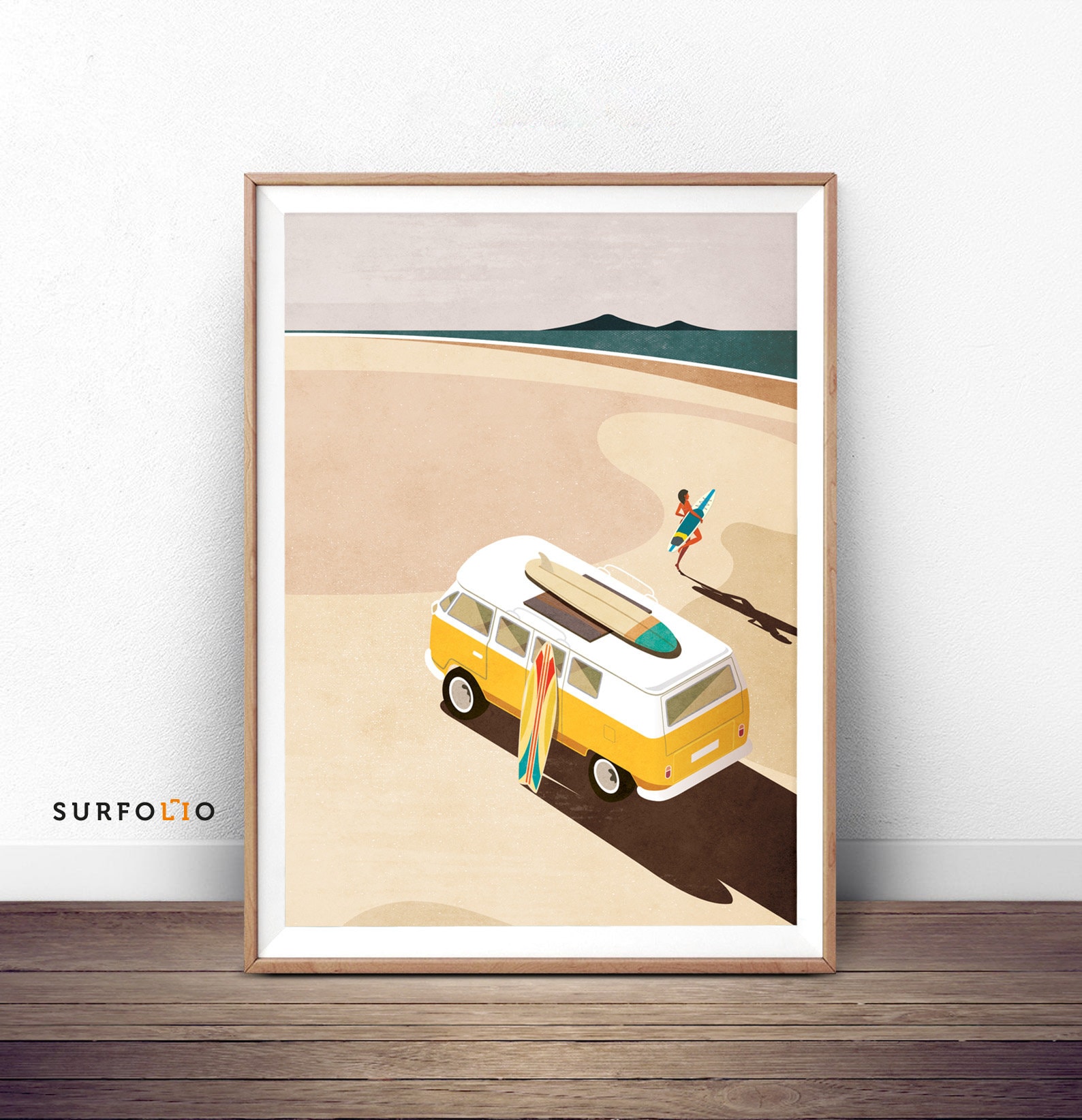 Surfboard Print Retro Surf Van Print Combi Van Surfboard - Etsy