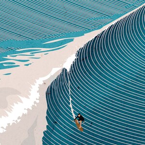 Waves Line Art, Waves Line Minimal, Waves Line Print, Surfing Waves ...