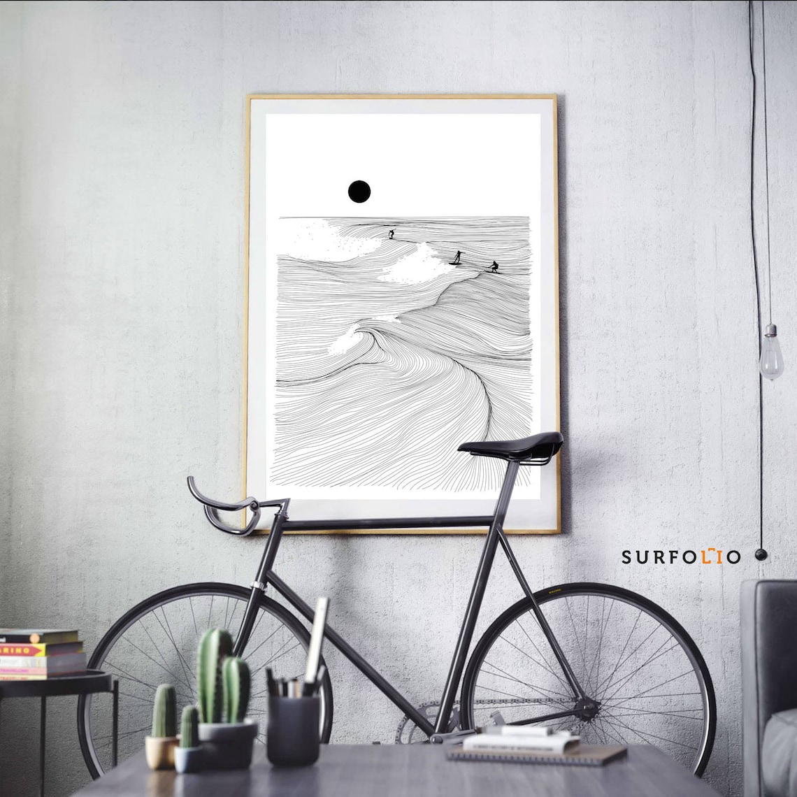 Waves Line Art, Waves Line Minimal, Waves Line Print, Surfing Waves ...