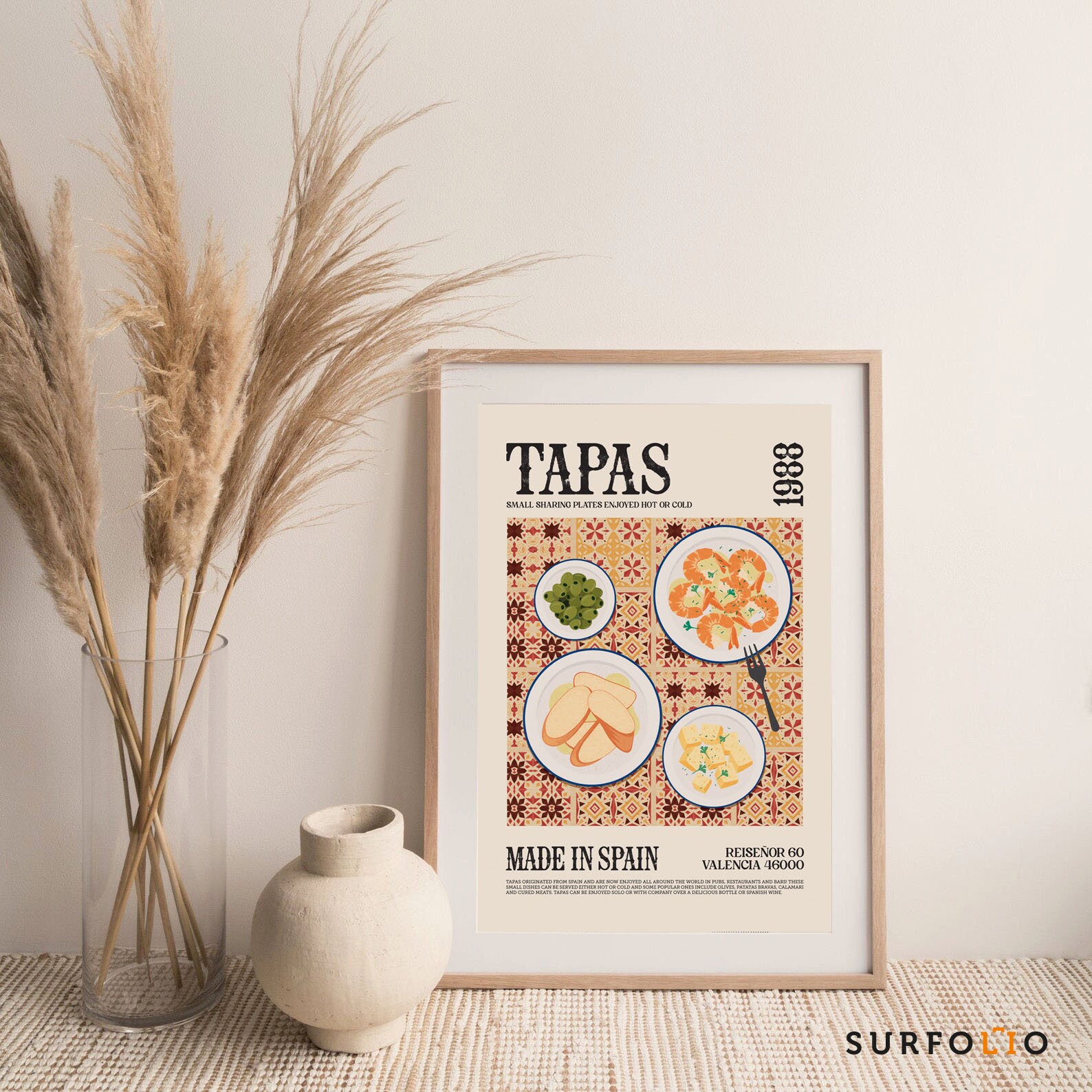 Tapas Art Print Tapas Poster Tapas Food Art Spain Cuisine - Etsy