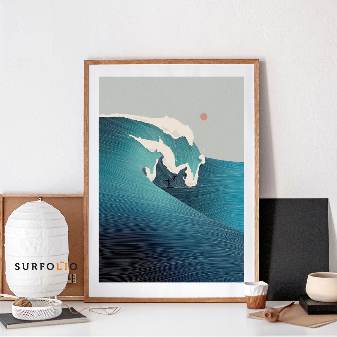 Waves Line Art, Waves Line Minimal, Waves Line Print, Surfing Waves ...
