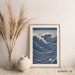Linocut Sea Ocean Japan Retro Wave Waves Line Print Linocut Waves ...