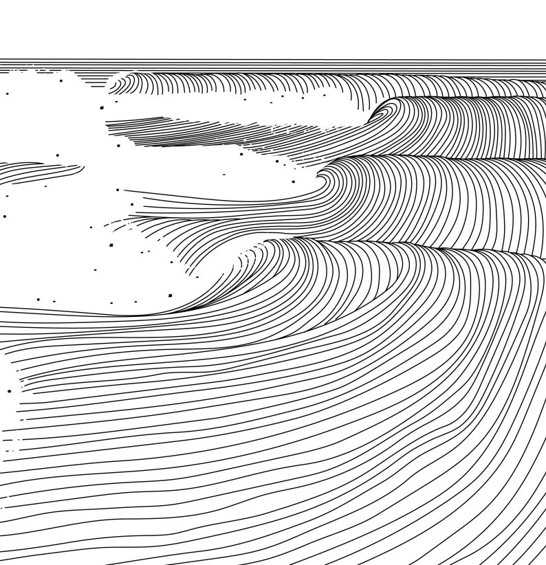 Waves Line Art Waves Line Minimal Waves Line Print Surfing - Etsy