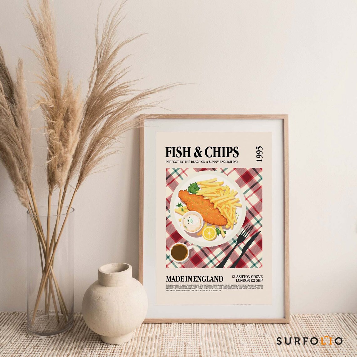Fish and Chips British Food Art UK Wall Decor Retro Diner Print English ...
