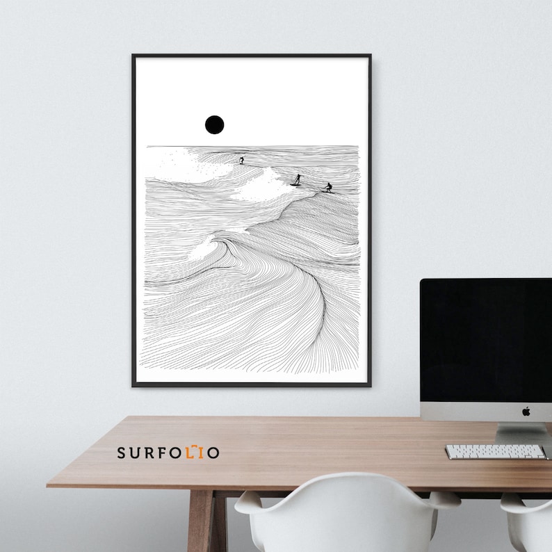 Waves Line Art Waves Line Minimal Waves Line Print Surfing - Etsy