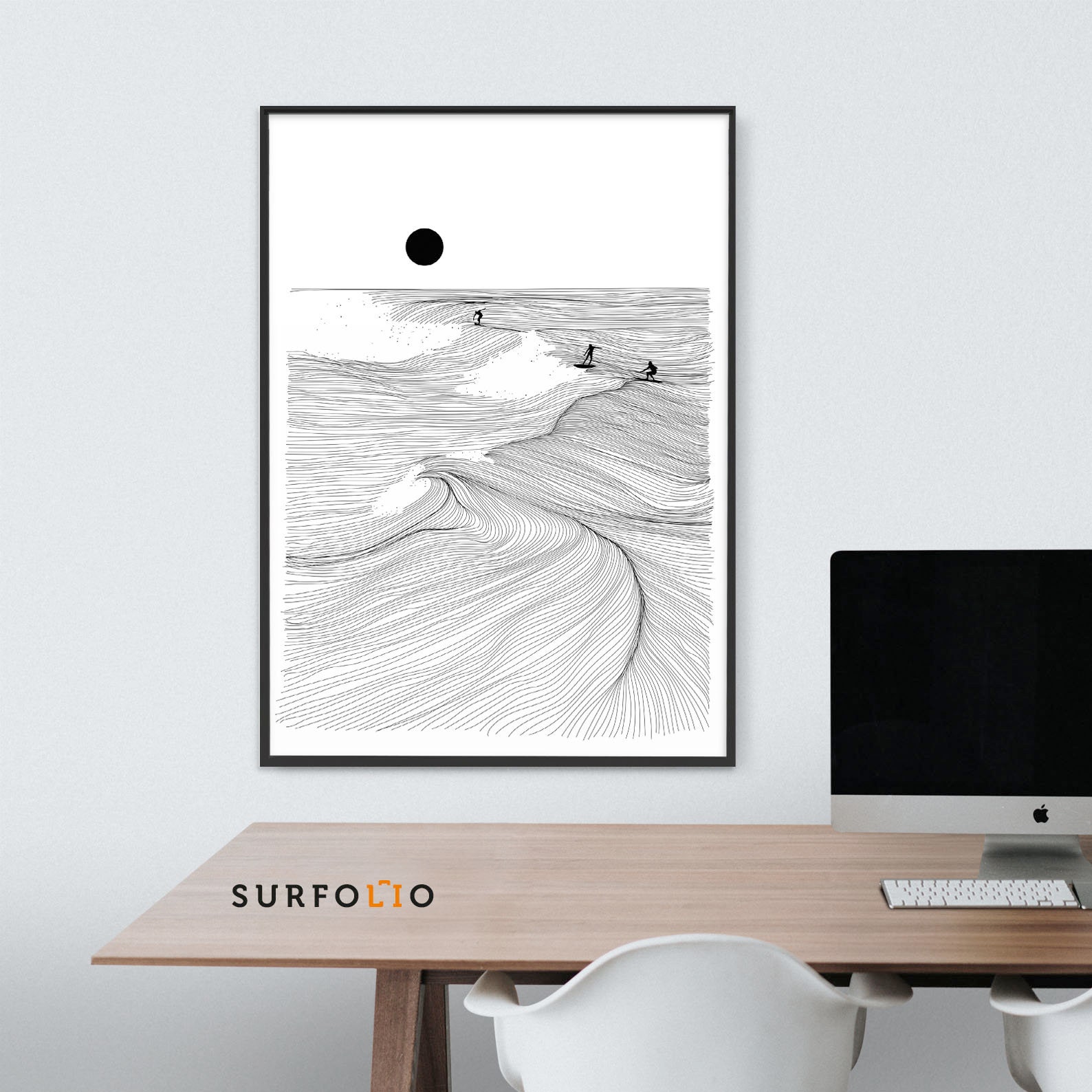 Waves Line Art, Waves Line Minimal, Waves Line Print, Surfing Waves ...