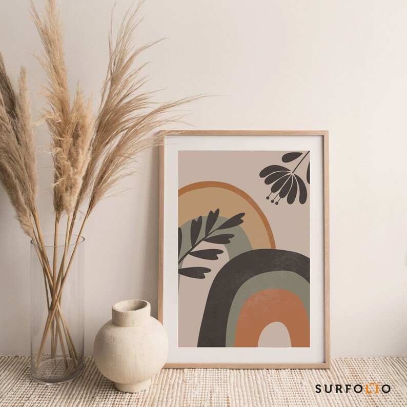 Boho Floral Illustration Boho Leaf Poster Boho Rainbow Poster - Etsy