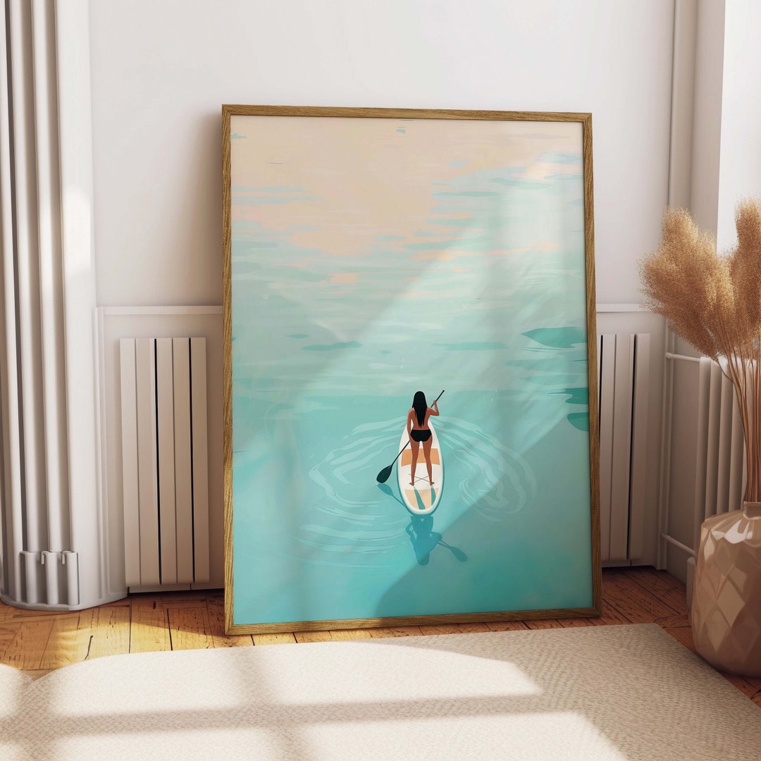 Coastal Wall Art Aerial Beach Prints Ocean Wall Art Paddle Board Print ...