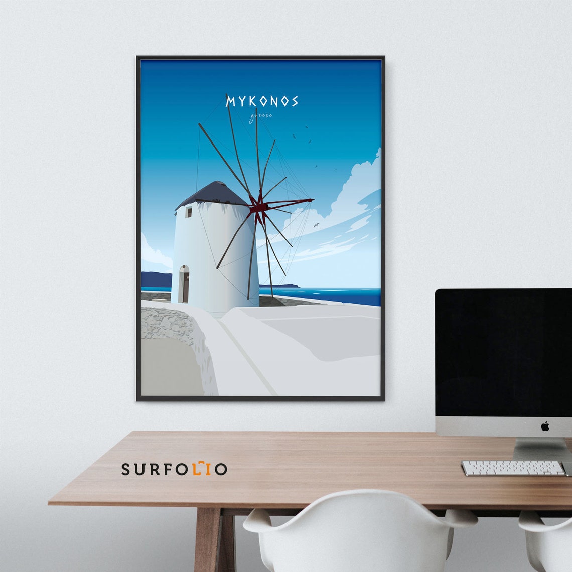 Mykonos Print Mykonos Poster Greek Island Poster Mykonos | Etsy