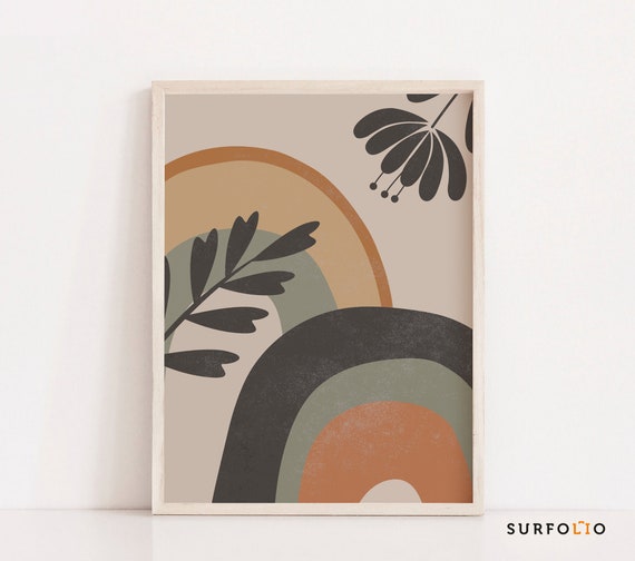 Boho Floral Illustration Boho Leaf Poster Boho Rainbow Poster | Etsy