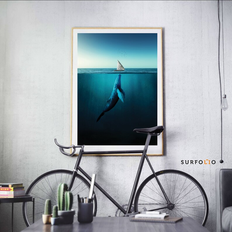 Whale Printable, Whale Print Poster, Blue Whale Art, Whale Wall Art ...