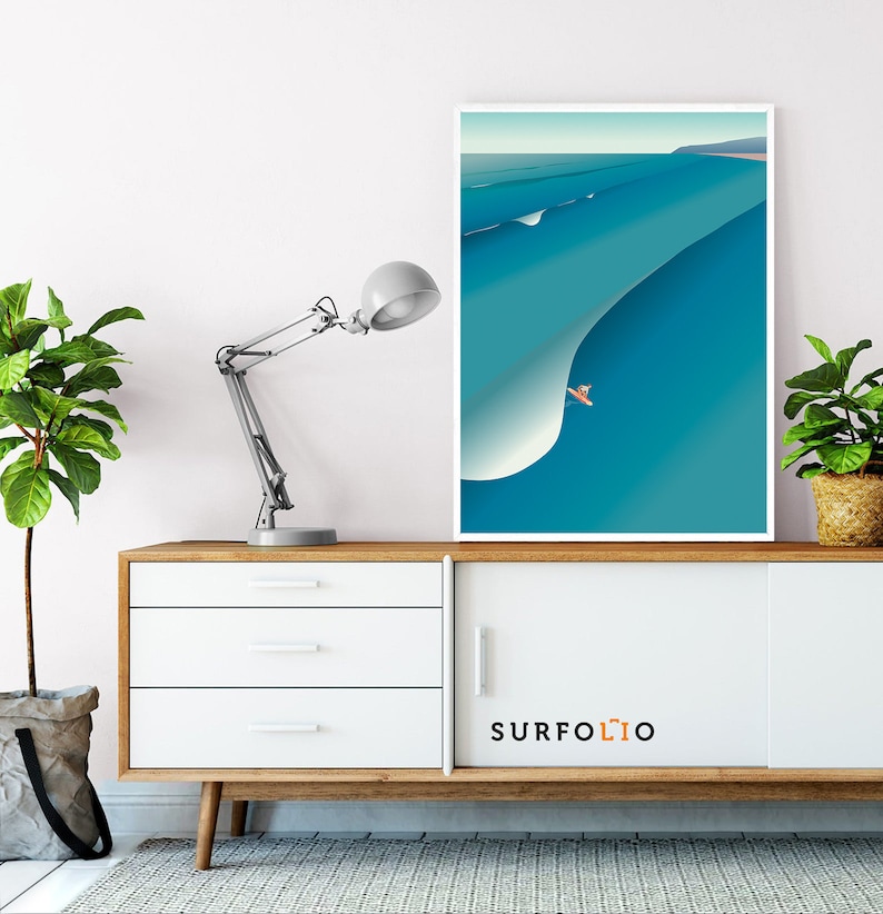 Morning Beach Print Surfing Poster Surf Aerial View Surf Art Decor ...